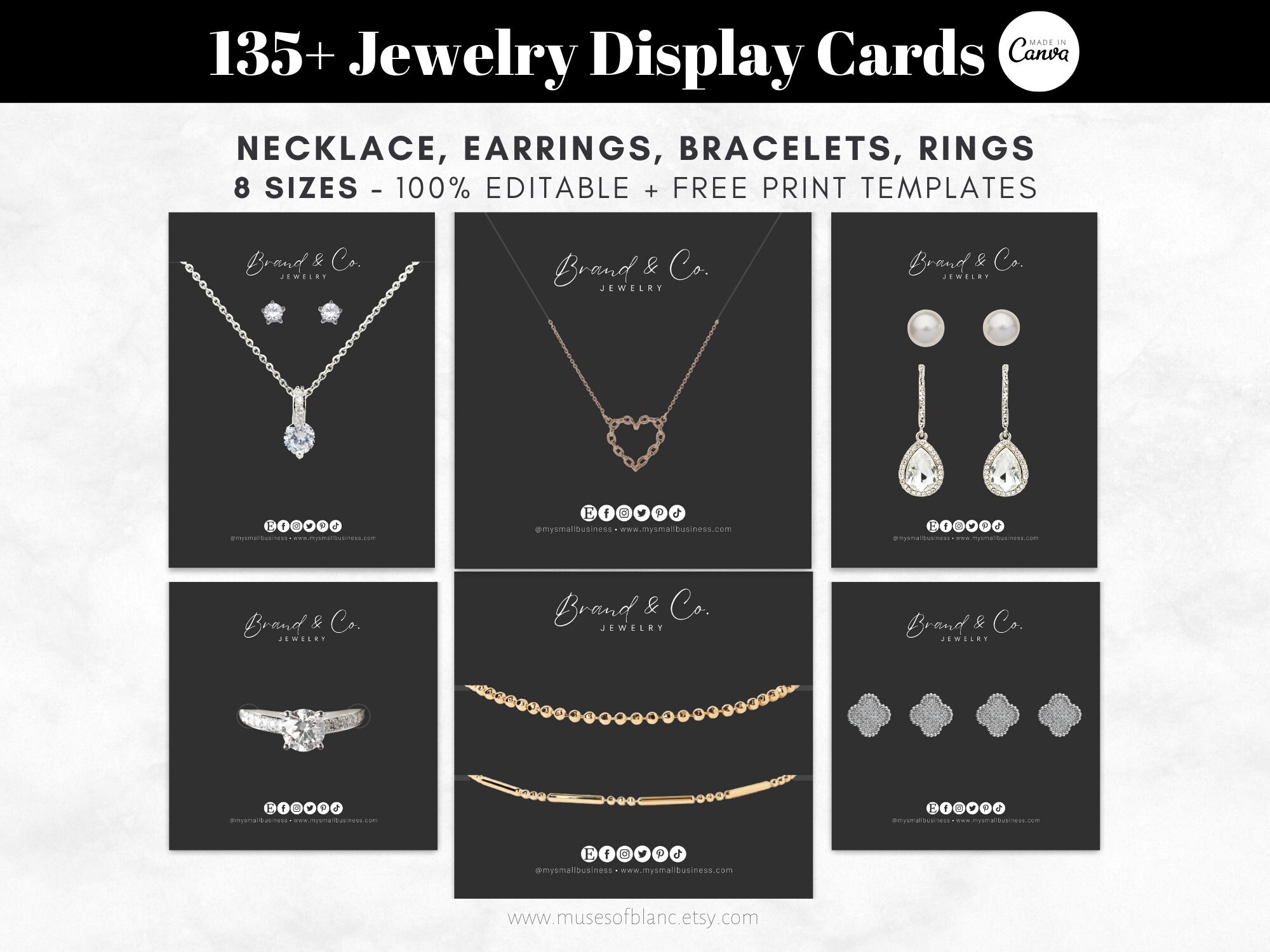 Editable Jewelry Display Cards Templates, Custom Jewelry Cards for ...