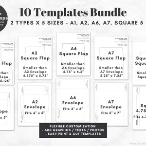 DIY Printable Envelope Template, Custom Envelope Liner Templates, A1 A2 ...