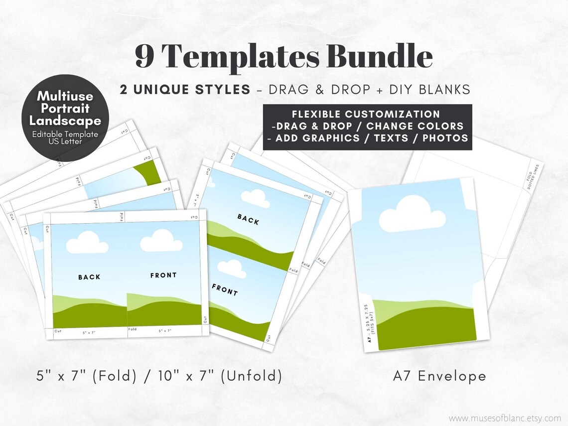 Drag and Drop Greeting Card Templates, A7 Printable Envelope Template ...