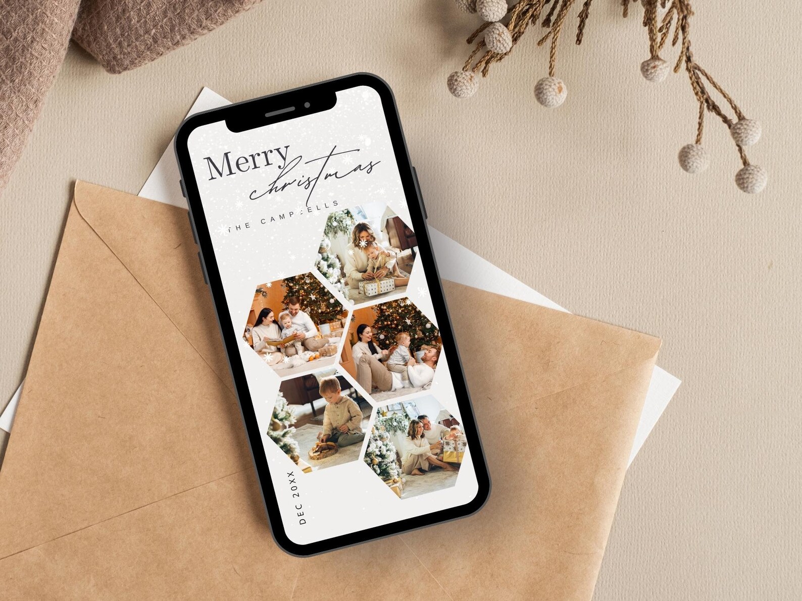 Editable Digital Christmas Card Template, Animated Christmas E-card ...
