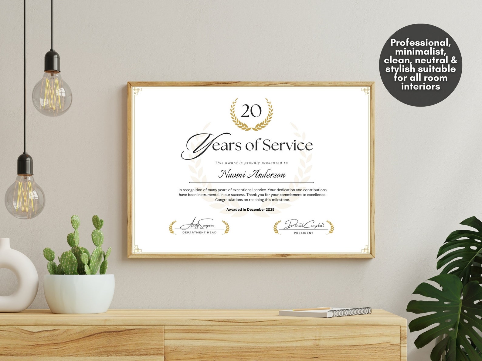 Editable Years of Service Award Certificate, Employee Work Anniversary ...