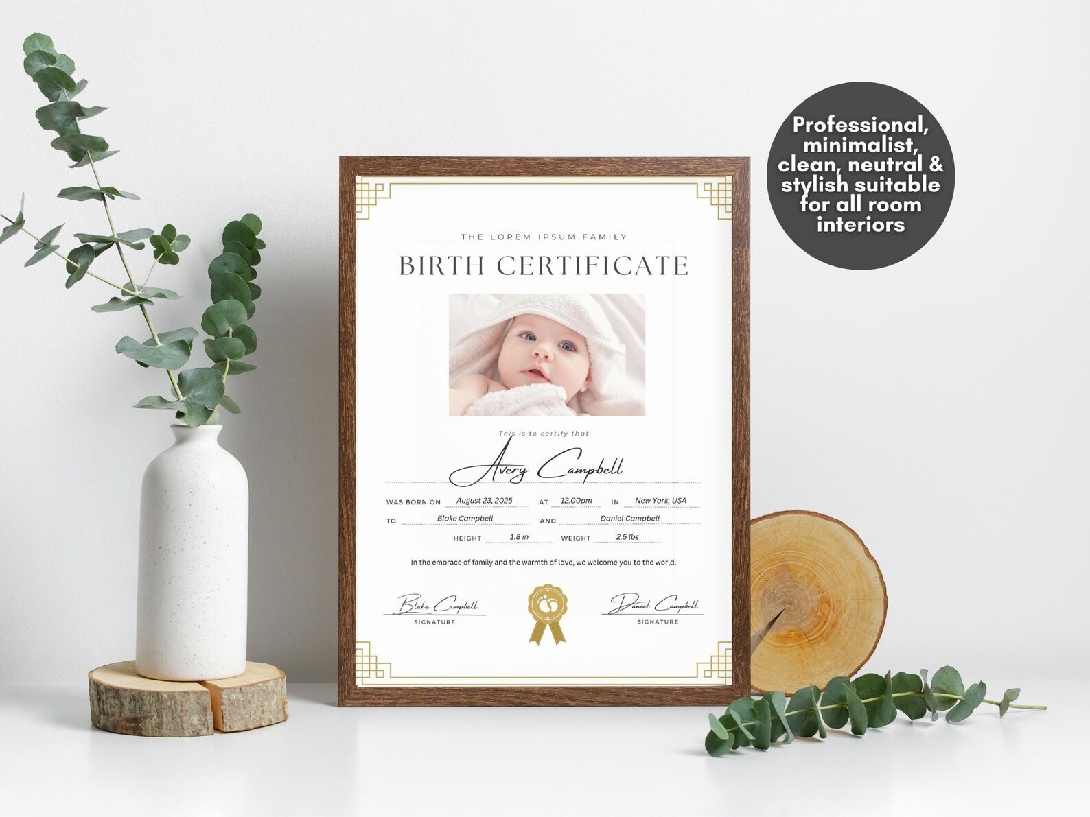 Editable Certificate of Birth Certificate Template, Printable Birth ...