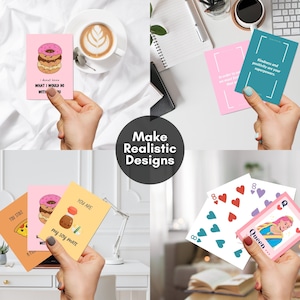 Editable Hand Holding Cards Mockup Template, Greeting Cards Mockup ...