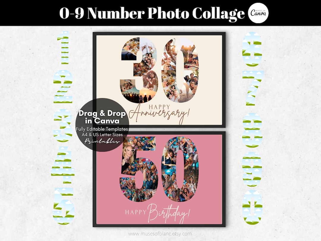 Drag and Drop Custom Number Frames Photo Collage Template, Any Number ...