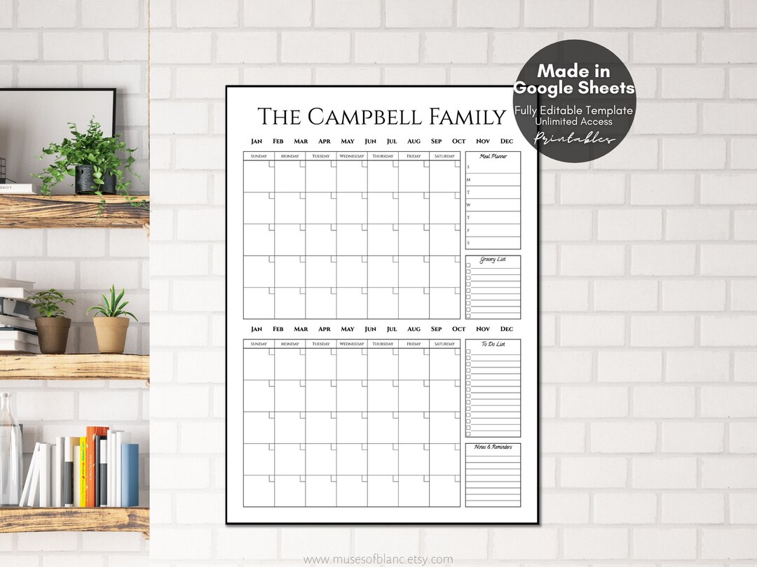 Editable Family Command Center Printable Google Sheets Template V2 ...