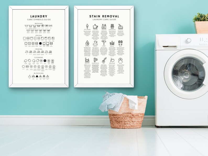 Laundry Room Care Symbols Guide Fabric Stain Removal Guide - Etsy