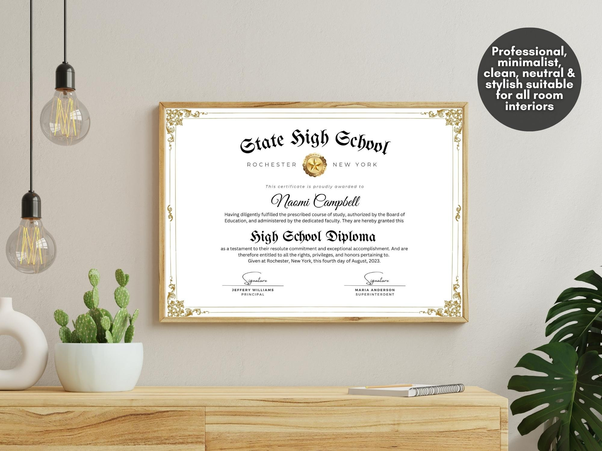 High School Graduation Certificates Printable High School Diploma