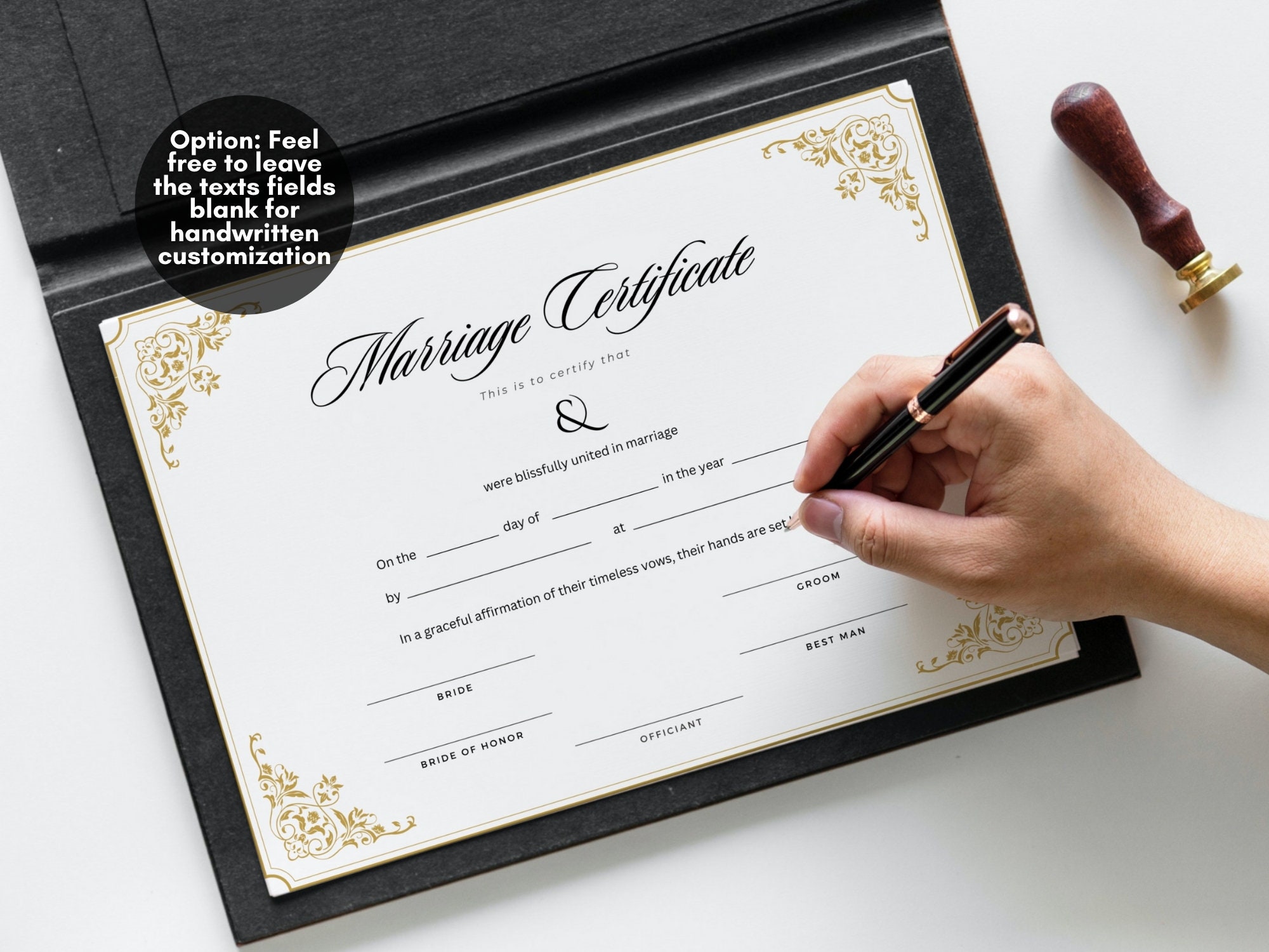 Editable Marriage Certificate Template, Printable Certificate of ...
