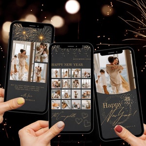 Editable Digital New Year Card Template, Animated New Year E-card ...