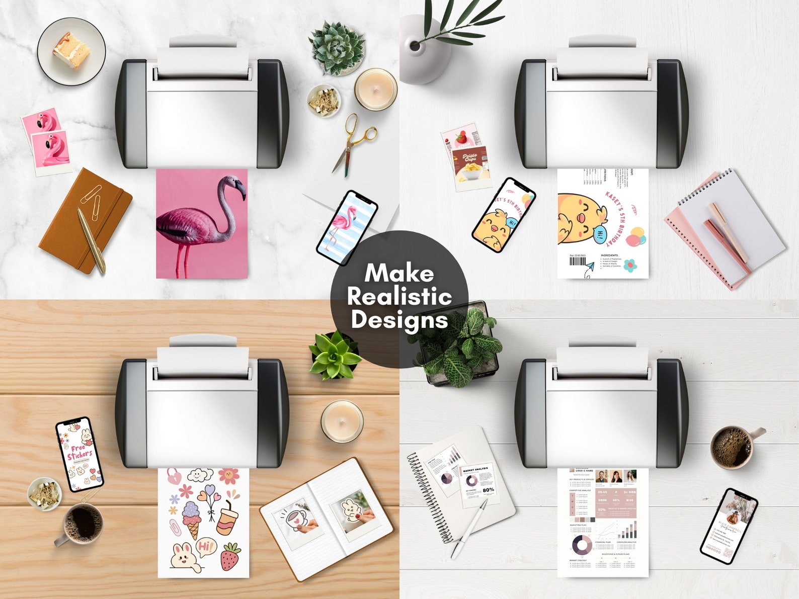 Animated Printer Mockup, Custom Mockup for Printable Sheet Paper Mockup ...