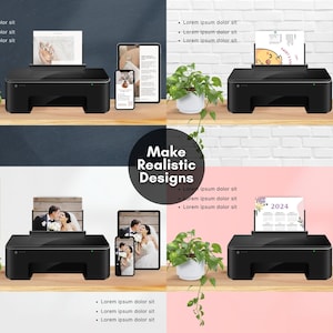 Animated Printer Mockup, Custom Mockup for Printable Sheet Paper Mockup ...