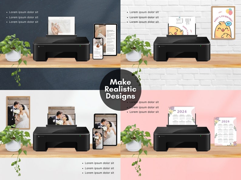 Animated Printer Mockup, Custom Mockup for Printable Sheet Paper Mockup ...