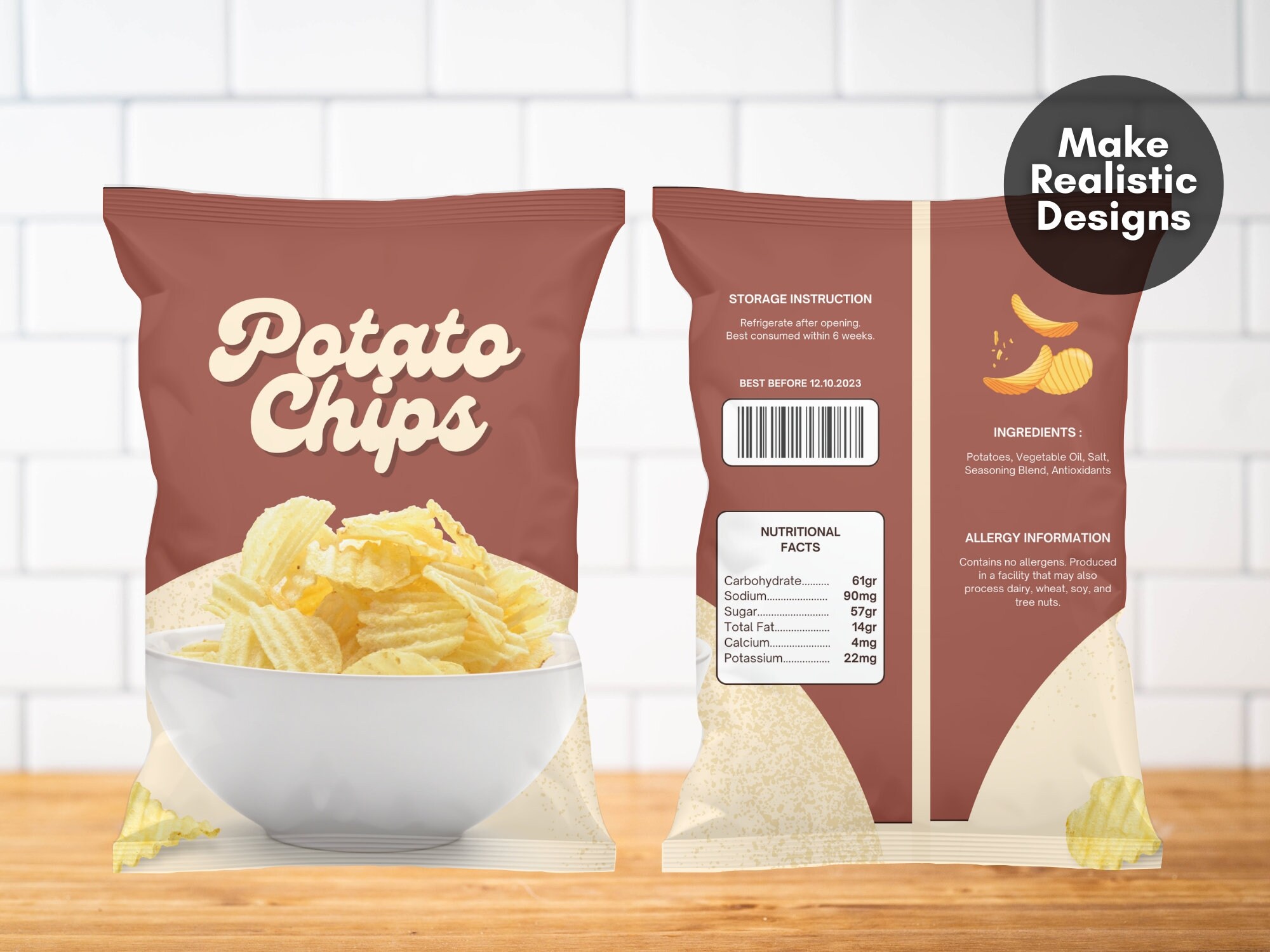 Editable Chip Bag Mockup Template Drag and Drop Chip Bag - Etsy UK
