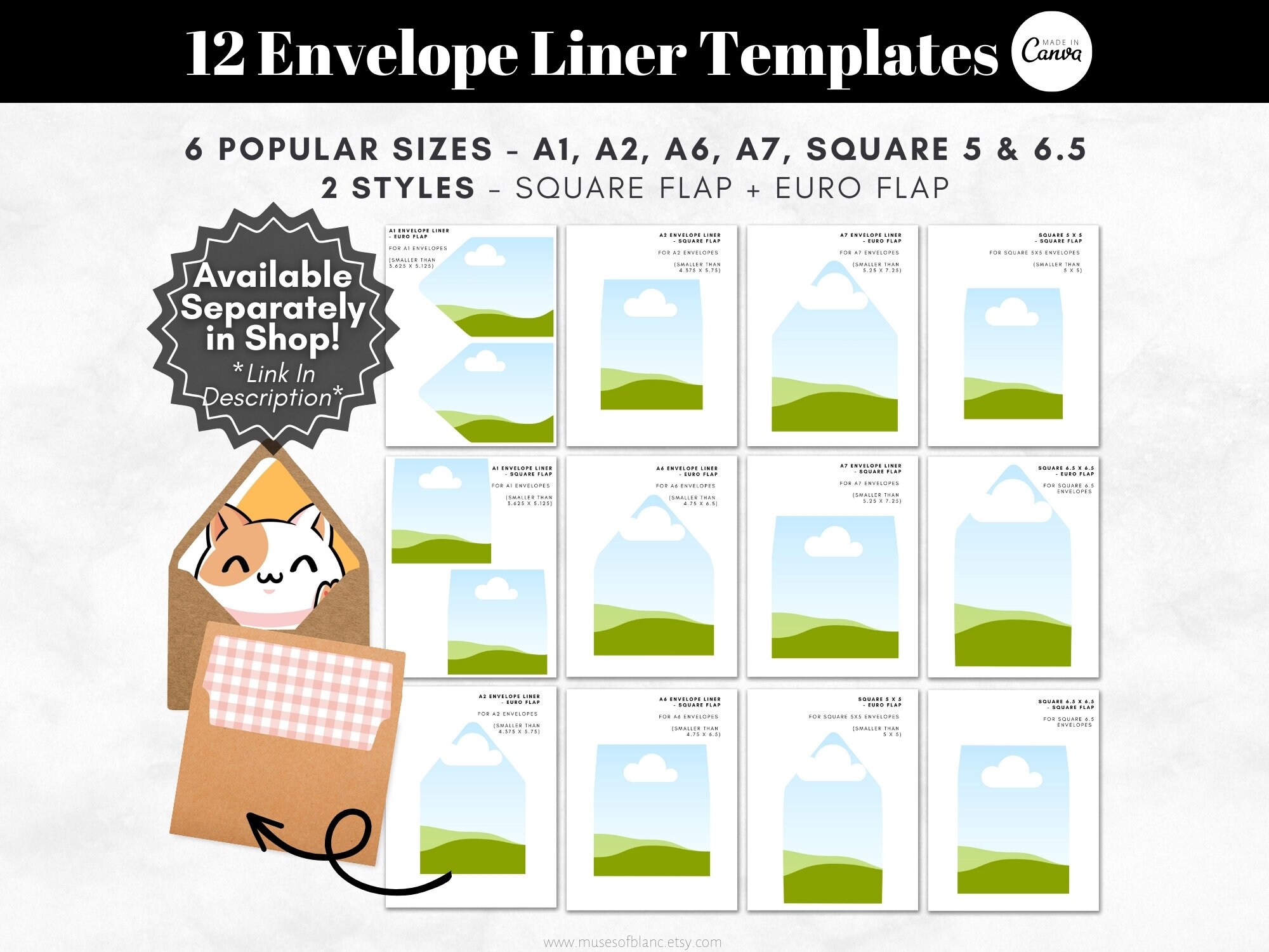 Drag and Drop Printable Envelope Liner Templates, Editable Canva ...