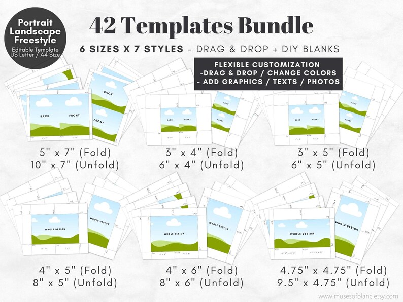 Drag and Drop Greeting Card Templates, Editable Canva Templates, Blank ...