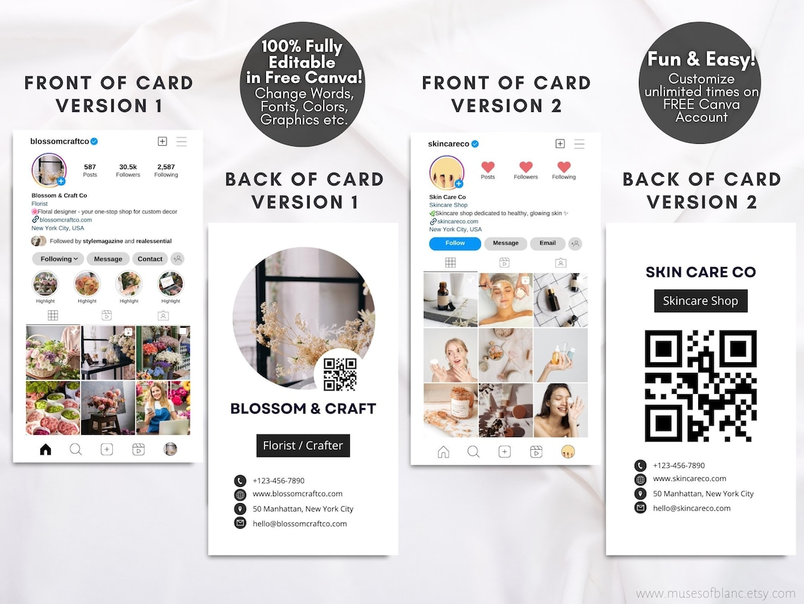 Editable Instagram Business Card Templates Printable Instagram - Etsy