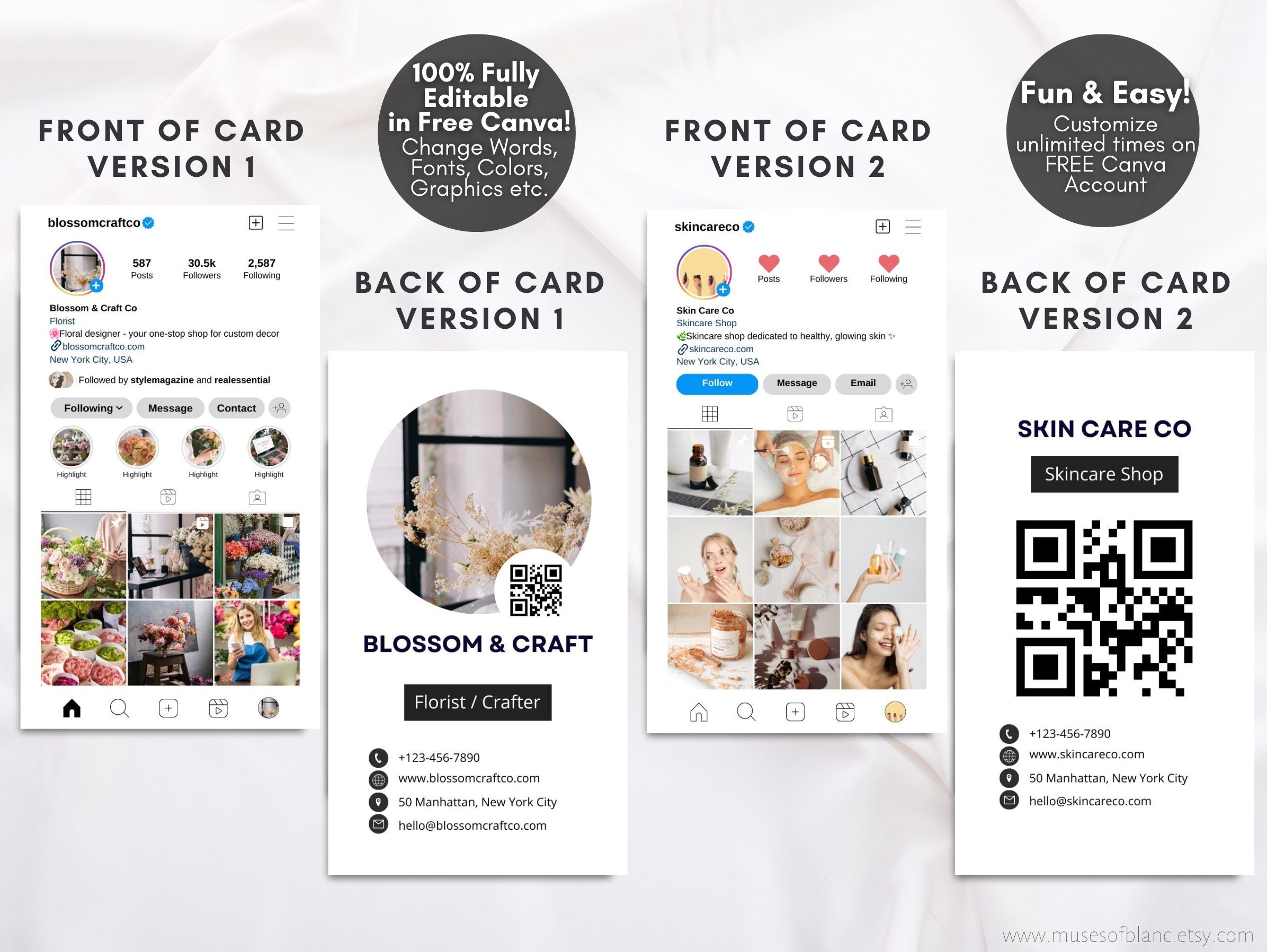 Editable Instagram Business Card Templates Printable Instagram - Etsy