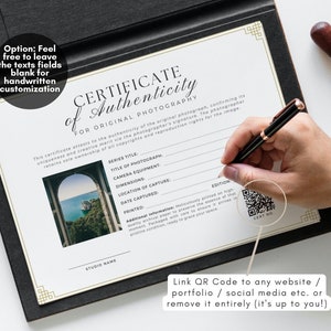 Editable Certificate of Authenticity for Photography Template ...
