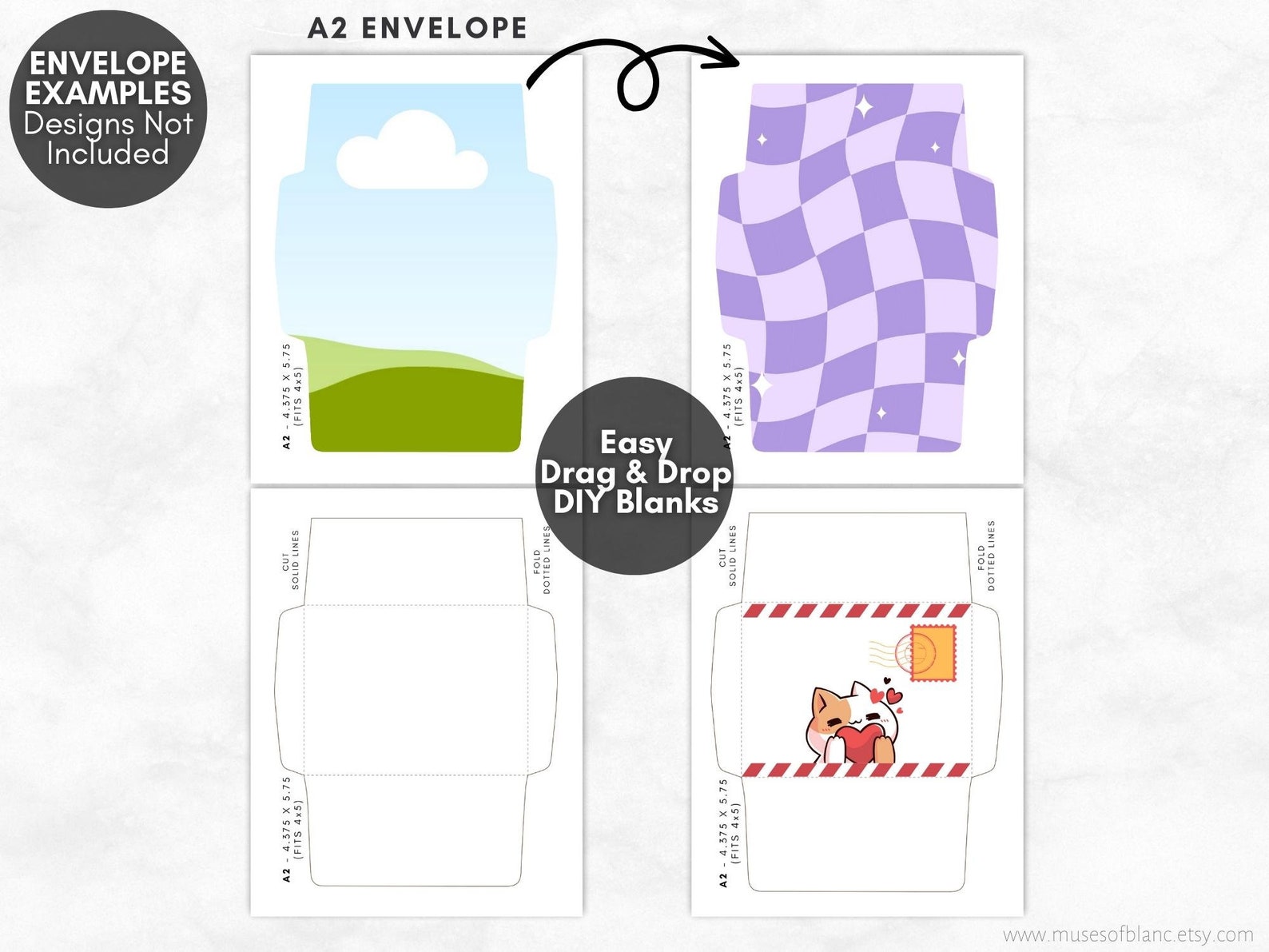 Drag and Drop Greeting Card Templates, A2 Printable Envelope Template ...