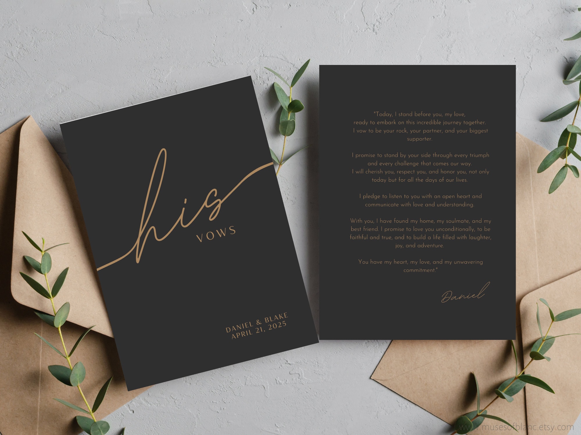 Editable Wedding Vows Card Template, Editable Canva Template Wedding ...
