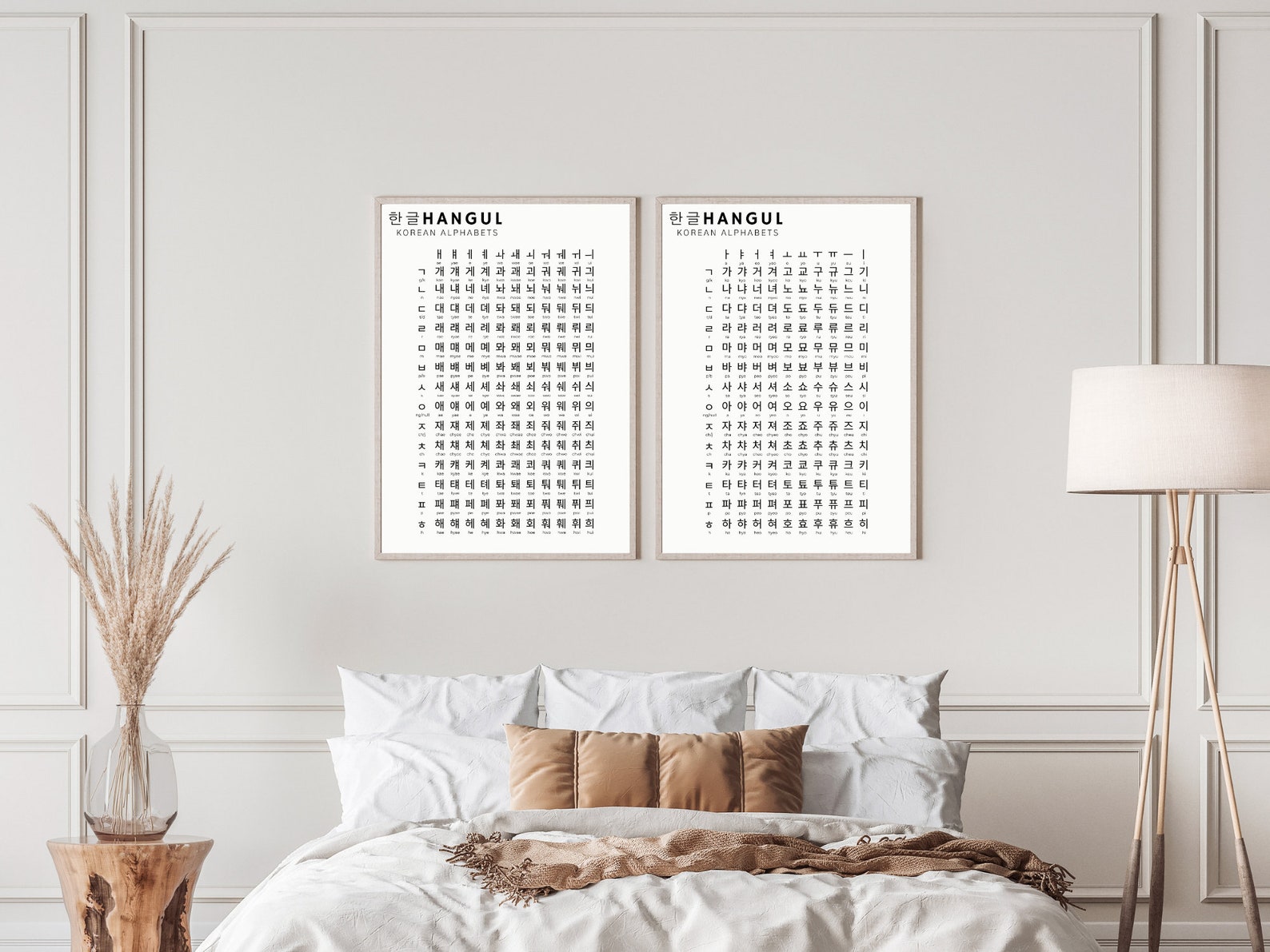 2 Hangul Chart Korean Learning Language Wall Print, Learn Korean Hangul ...