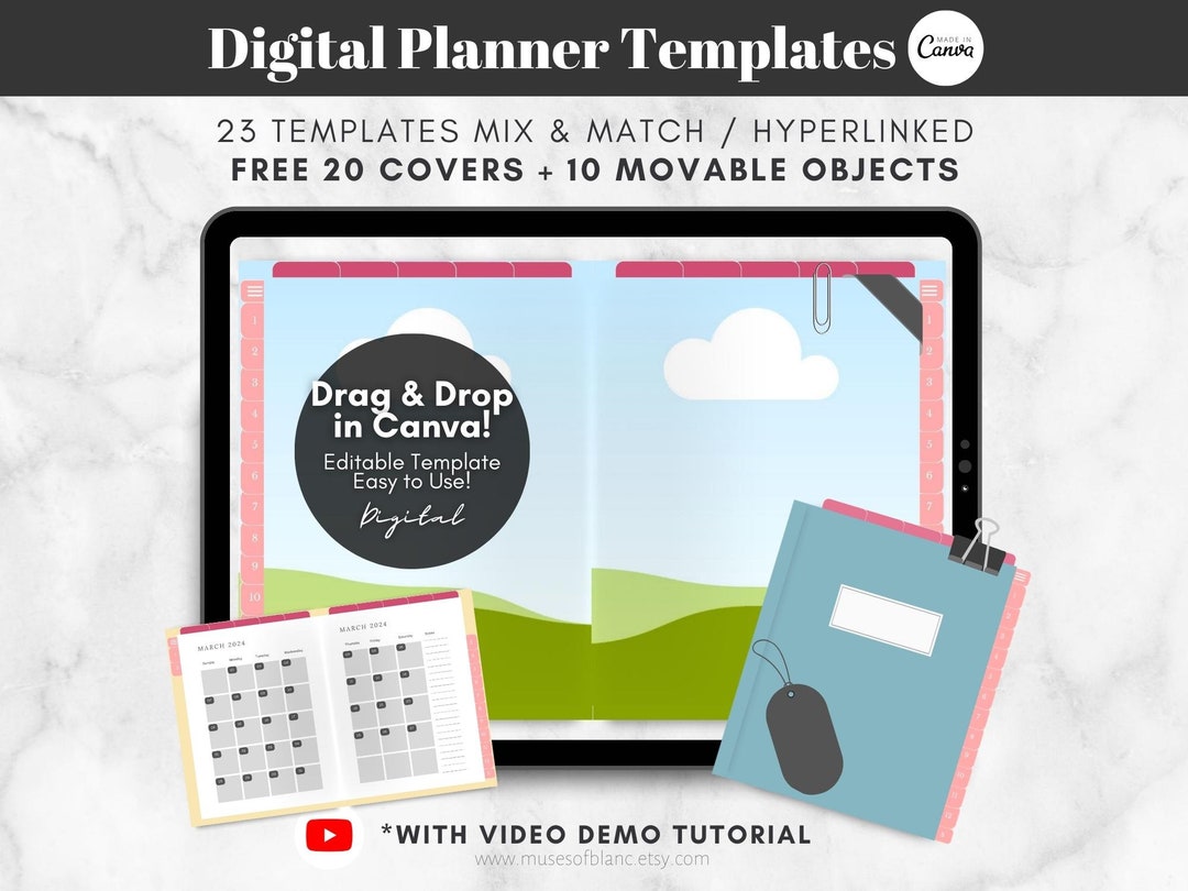 Drag and Drop Digital Planner Templates, Editable PLR Planner ...