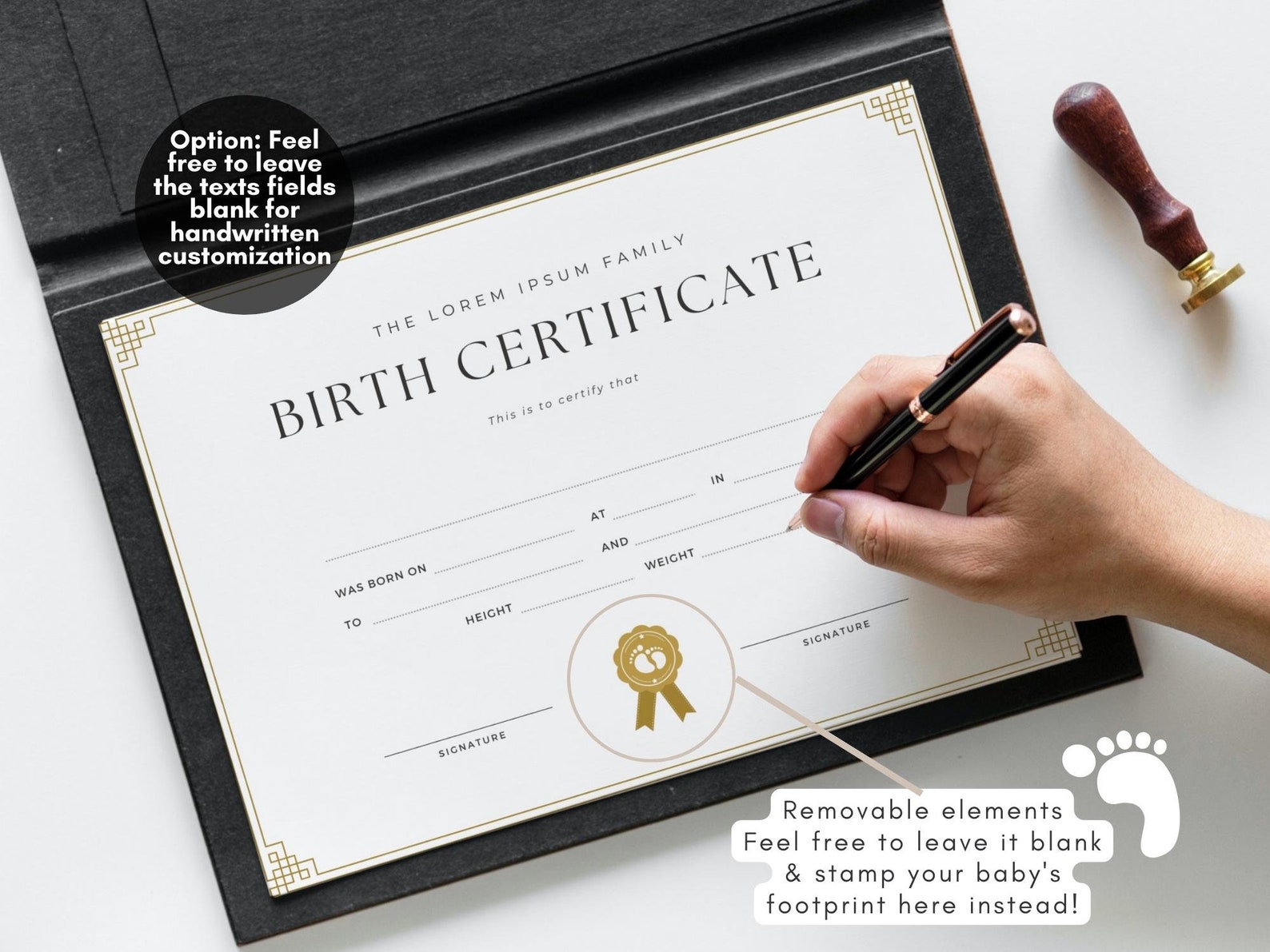 Editable Certificate of Birth Certificate Template, Baby Certificate ...