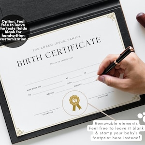 Editable Certificate of Birth Certificate Template, Baby Certificate ...