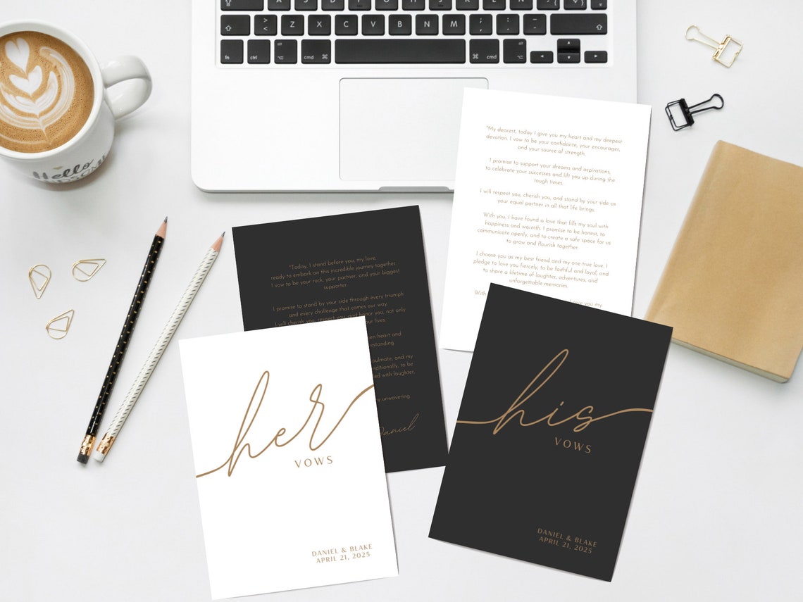 Editable Wedding Vows Card Template, Editable Canva Template Wedding ...
