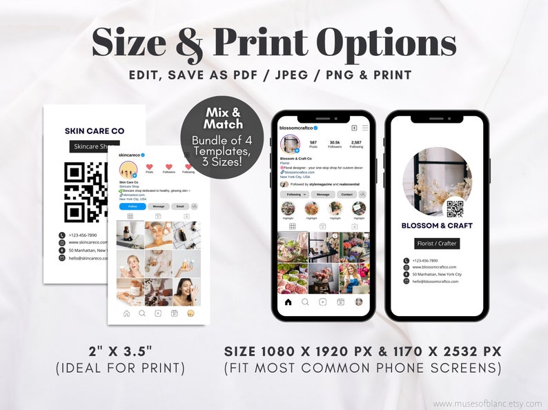 Editable Instagram Business Card Templates Printable Instagram - Etsy