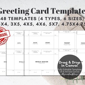 Drag and Drop Greeting Card Templates Editable Canva - Etsy