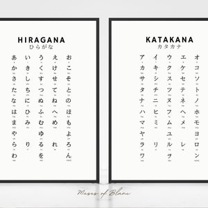 Japanese Hiragana Wall Print Katakana Wall Print Set of 2 - Etsy