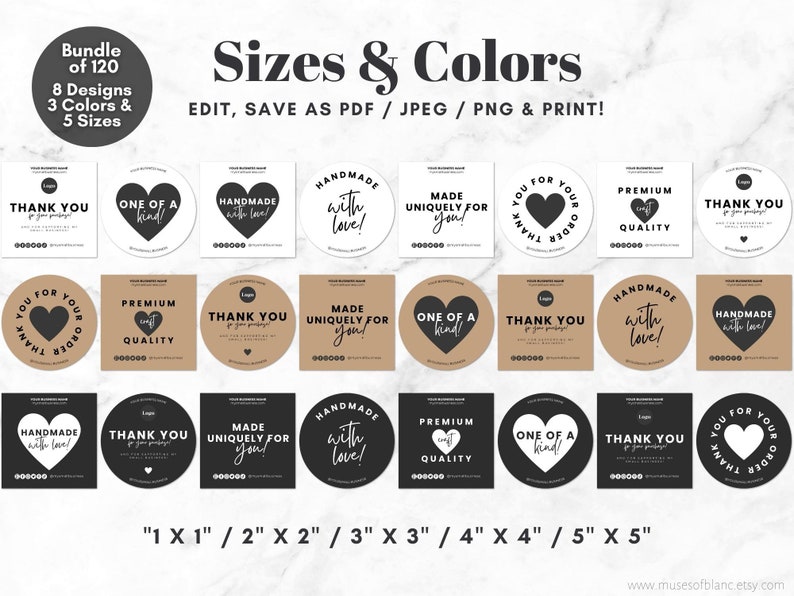 Editable Labels Template, Round Label Stickers Template, Square Label ...