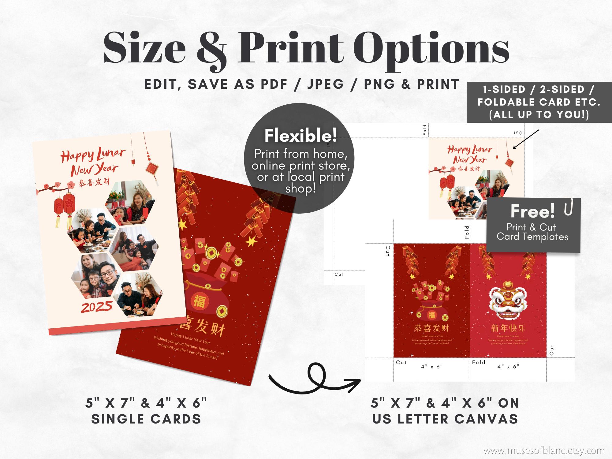 Editable Lunar New Year Cards Templates, Printable Photo Chinese New ...