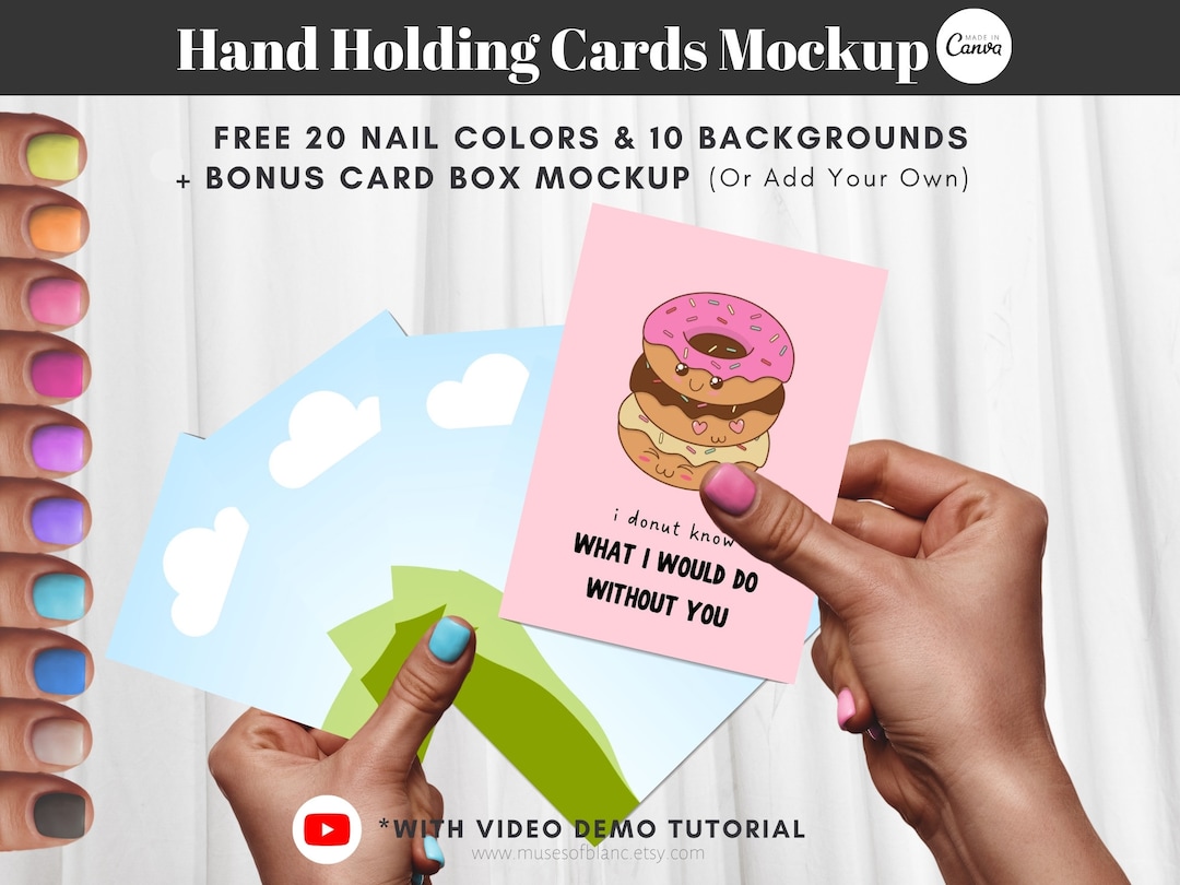 Editable Hand Holding Cards Mockup Template, Greeting Cards Mockup ...
