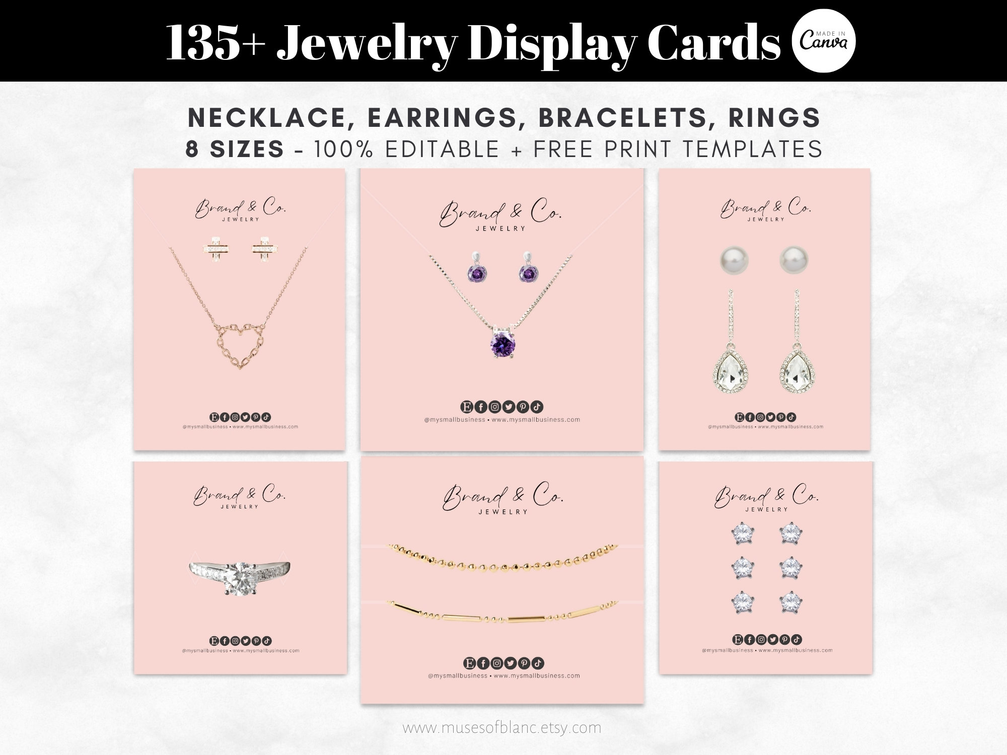 Editable Jewelry Display Cards Templates, Custom Jewelry Cards for ...