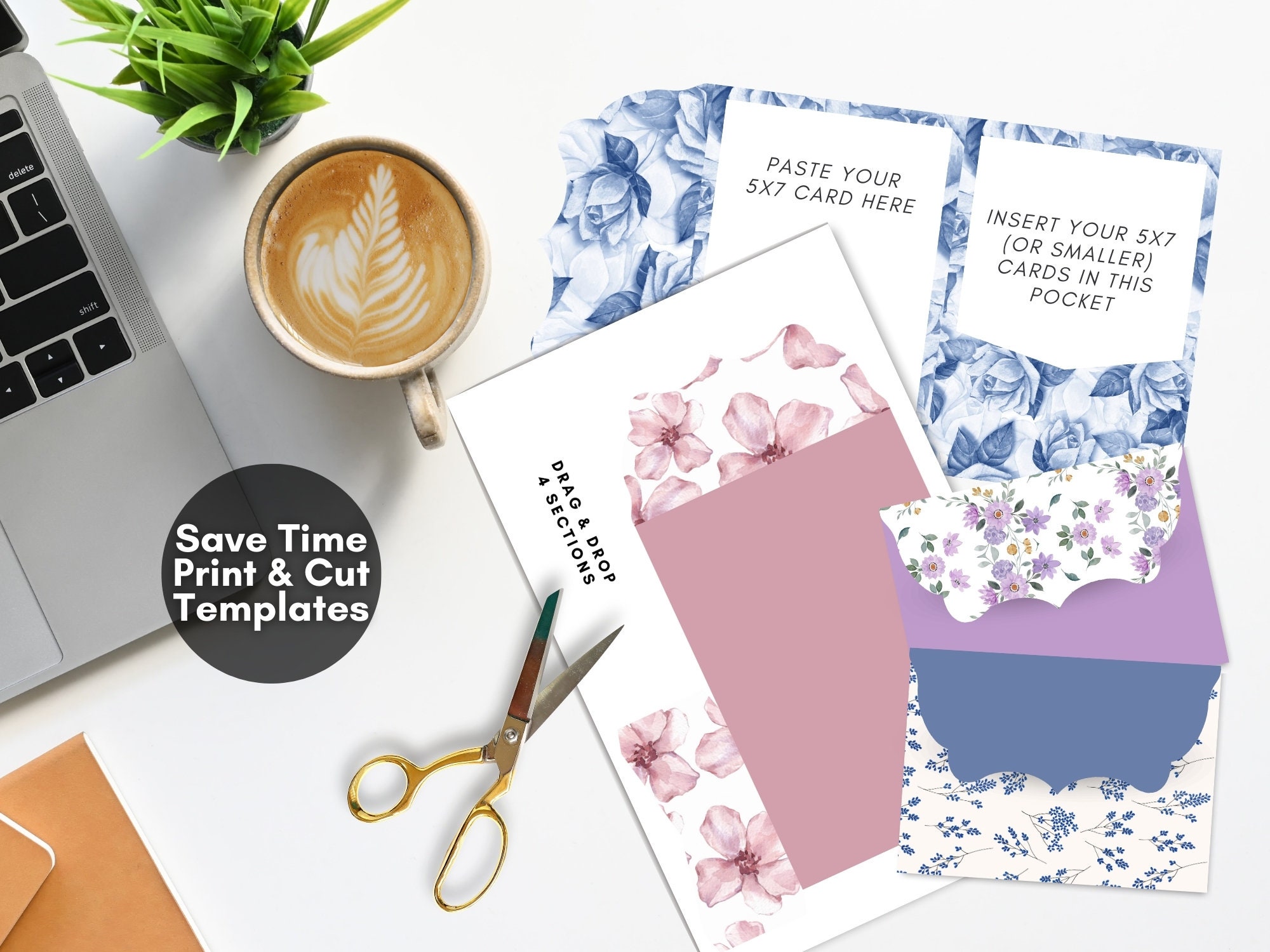 Drag and Drop Trifold Pocket Envelope Template, Printable 5x7 Tri Fold ...