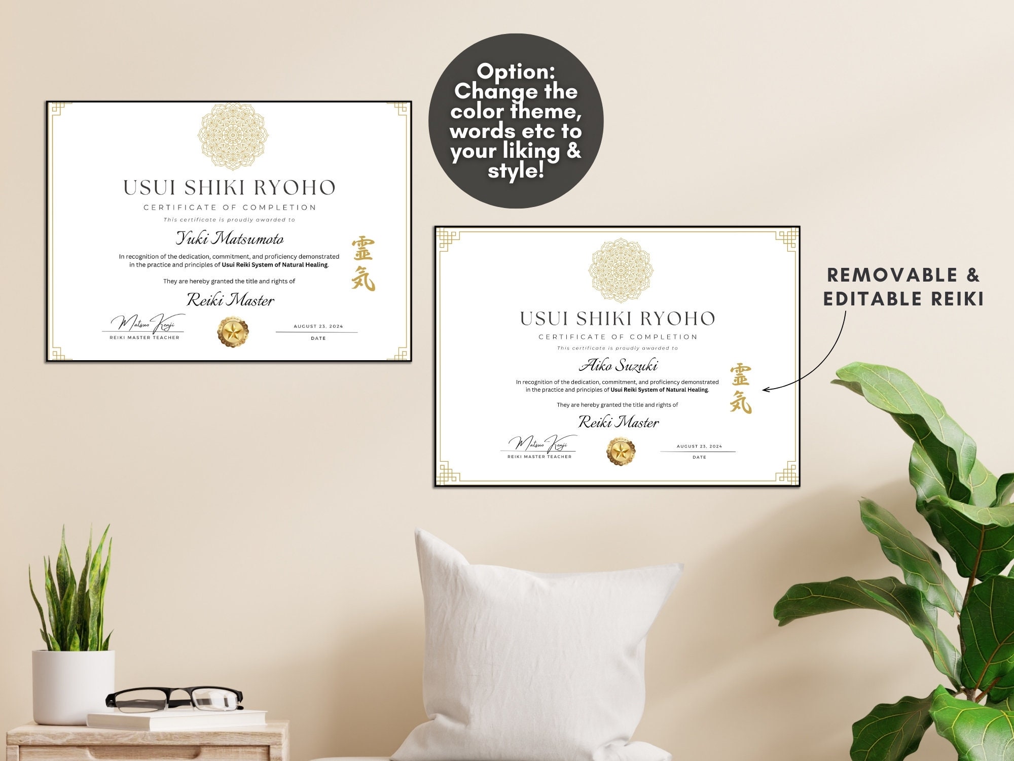 Editable Reiki Certificate of Completion, Usui Shiki Ryoho Reiki ...