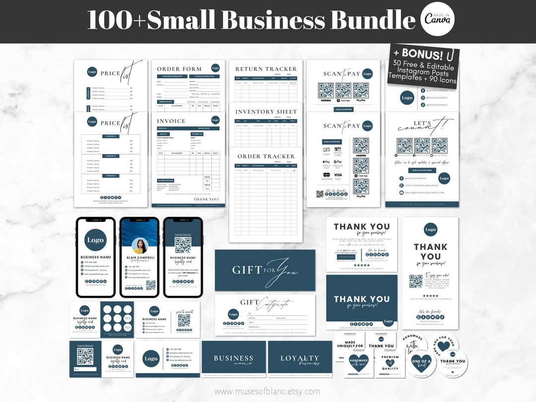 Editable Small Business Bundle, Thank You Card Template, Gift ...