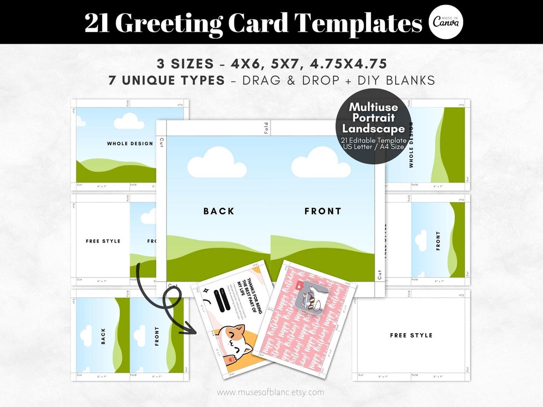 Drag and Drop Greeting Card Templates, Editable Canva Templates, Blank ...