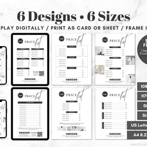Editable Price Lists Bundle, Digital Price List Signs Printable Price ...