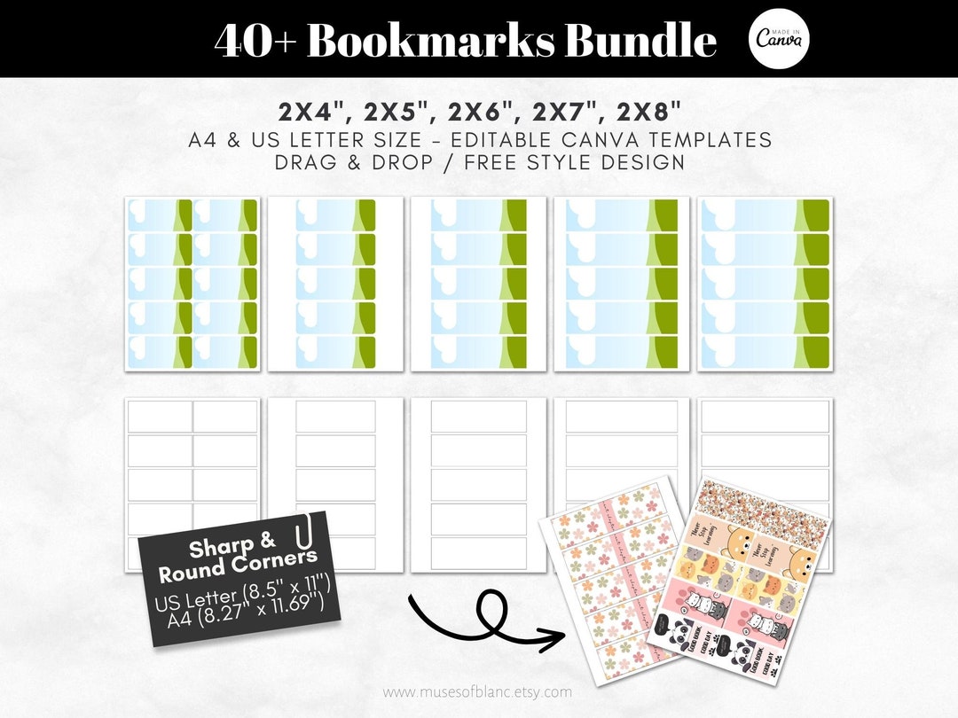 Drag and Drop Bookmark Templates Custom Blank Bookmarks - Etsy