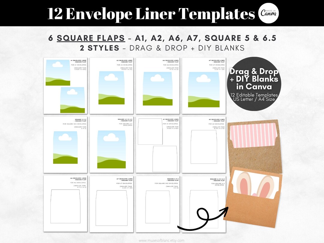 Drag and Drop Printable Envelope Liner Templates, Editable Canva ...