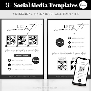 Editable Social Media Signs Template, Let’s Connect With Us QR Code ...