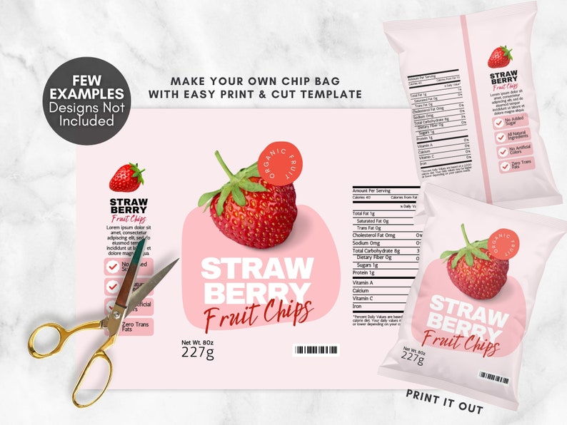 Editable Chip Bag Template, DIY Blank Chip Bag Design Template, Custom ...