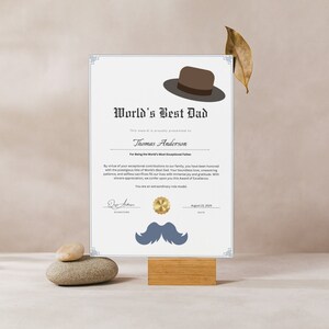 Editable World’s Best Dad Certificate Template, Custom Happy Father’s ...
