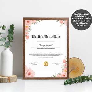 Editable World’s Best Mom Certificate Template, Custom Happy Mother’s ...