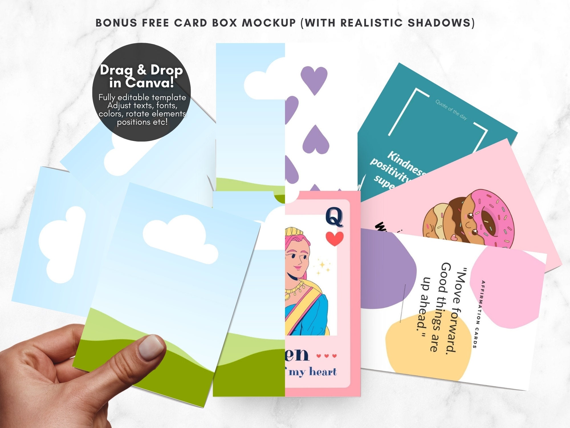 Editable Hand Holding Cards Mockup Template, Greeting Cards Mockup ...