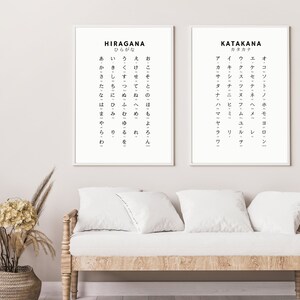 Japanese Hiragana Wall Print, Katakana Wall Print, Set of 2 Kana Chart ...