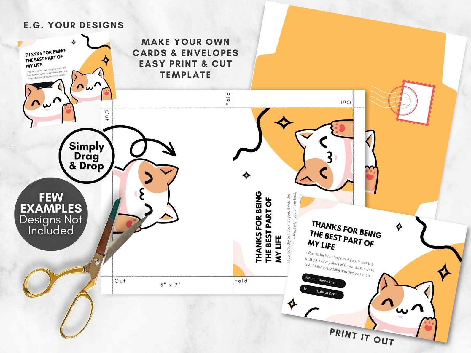 Drag and Drop Greeting Card Templates, A7 Printable Envelope Template ...